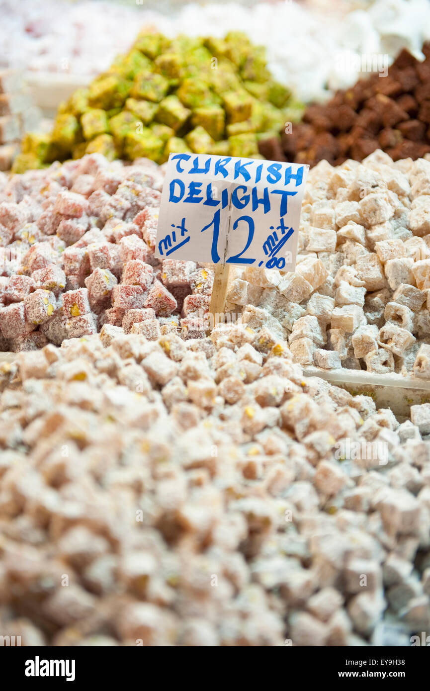 Turkey, Turkish Delight for sale in Egyptian Bazaar; Istanbul Stock ...
