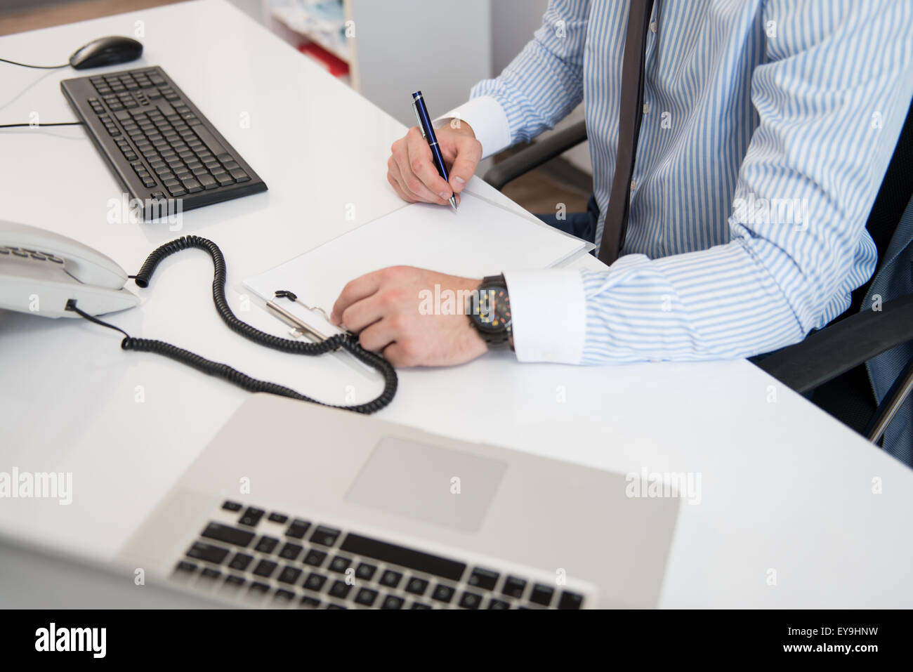 Young Businessman Writing A Letter Close Up - Notes Or Correspondence ...