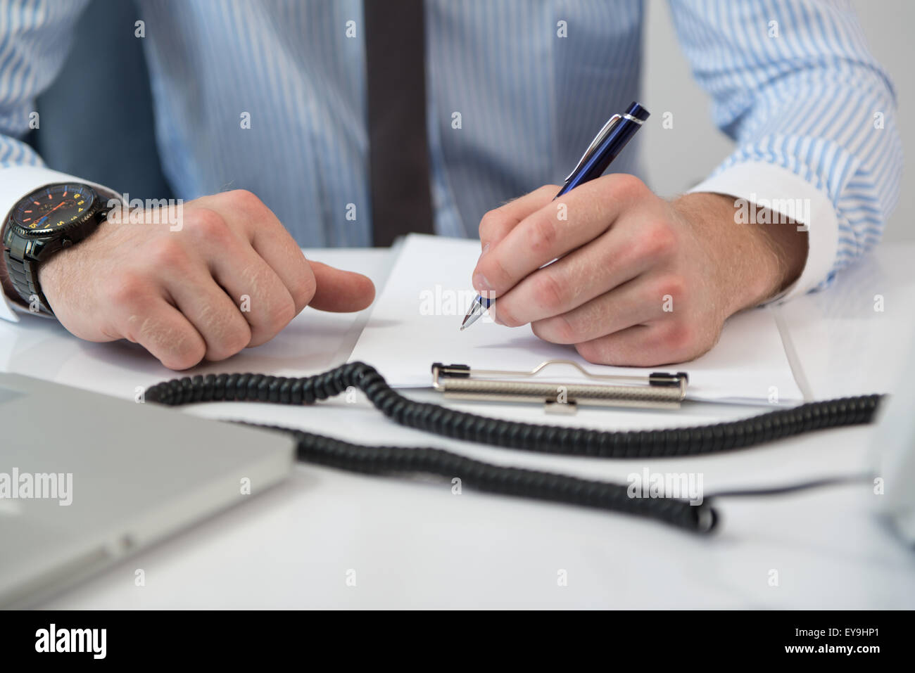 Young Businessman Writing A Letter Close Up - Notes Or Correspondence ...