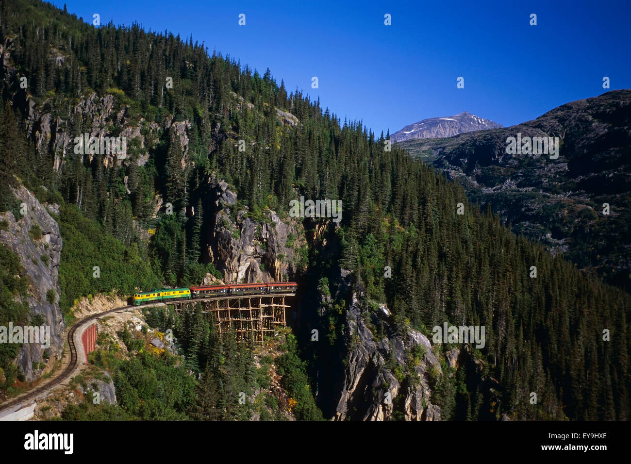White Pass Railroad Crosses A Tressel And Around A Corner In Southeast ...