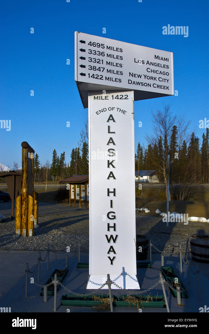Sign Marking The End Of The Alaska Highway In Delta Junction, Alaska ...