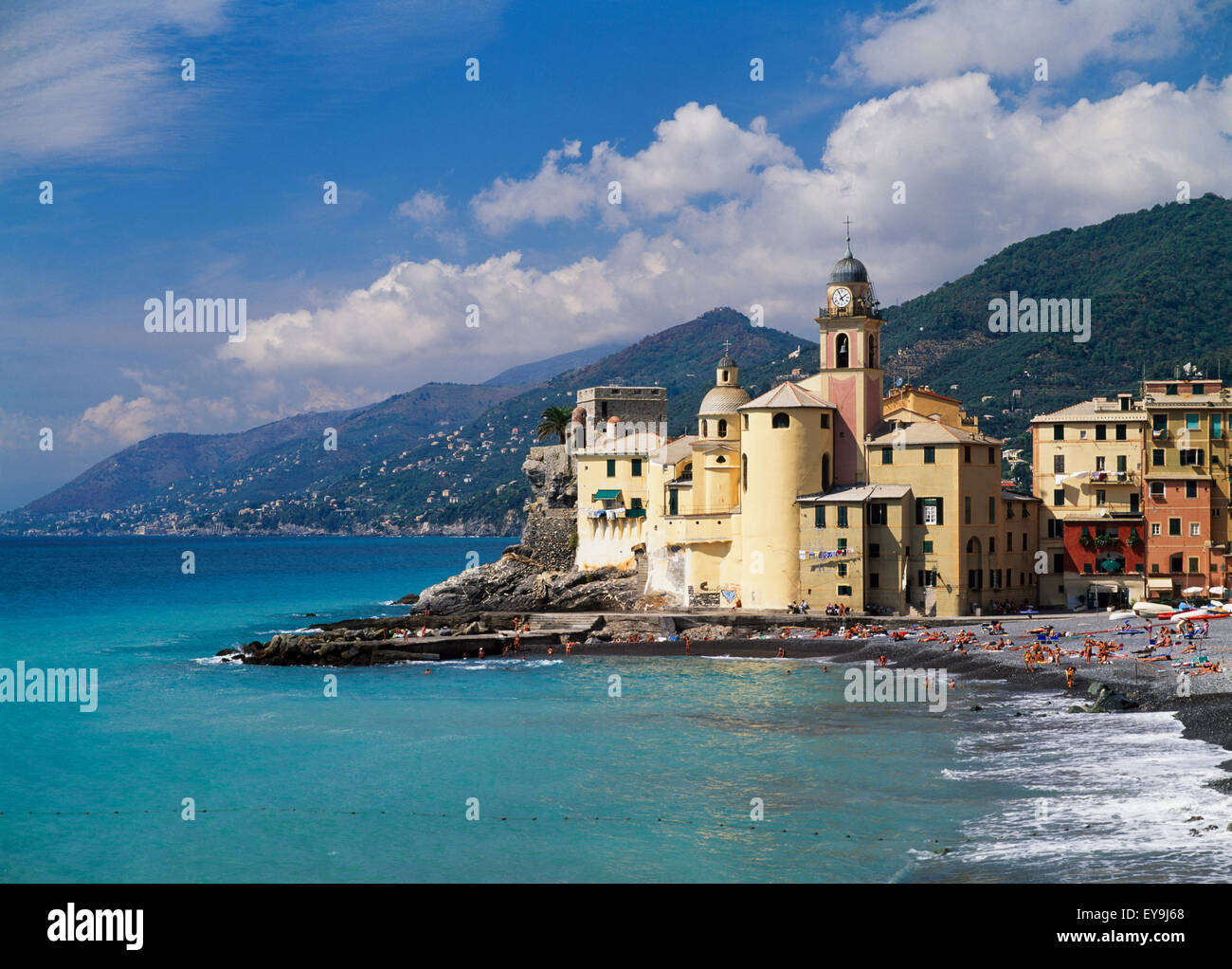 Seafront Of Italian Riviera Town Stock Photo - Alamy