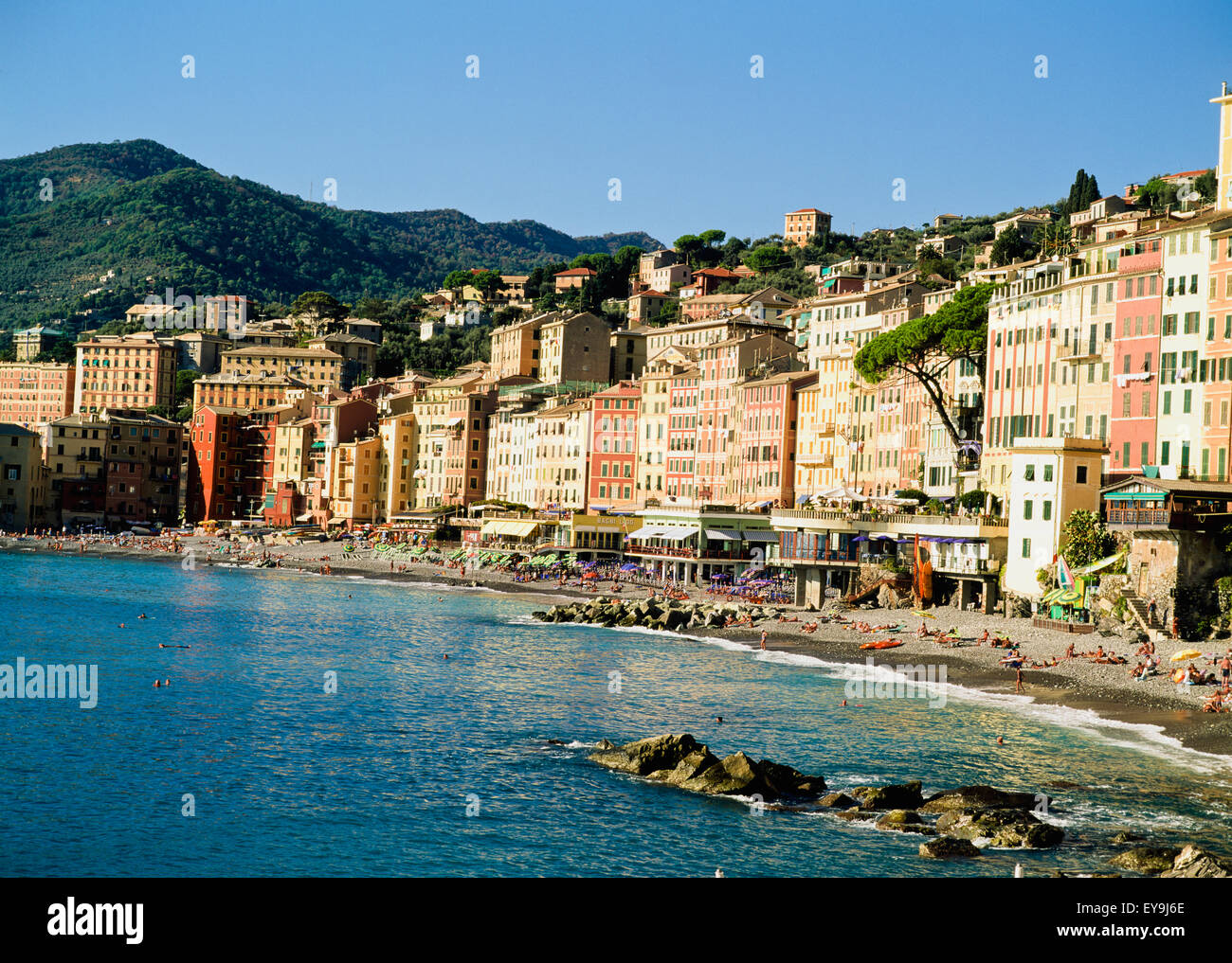 Seafront Of Italian Riviera Town Stock Photo - Alamy