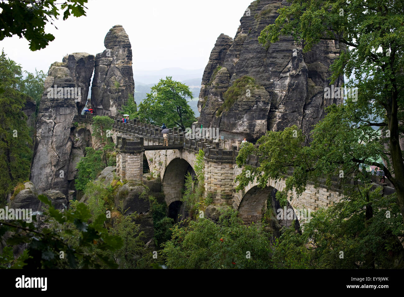 Basteibrucke (Bastei Bridge)in Saxon Switzerland national park; Saxony ...