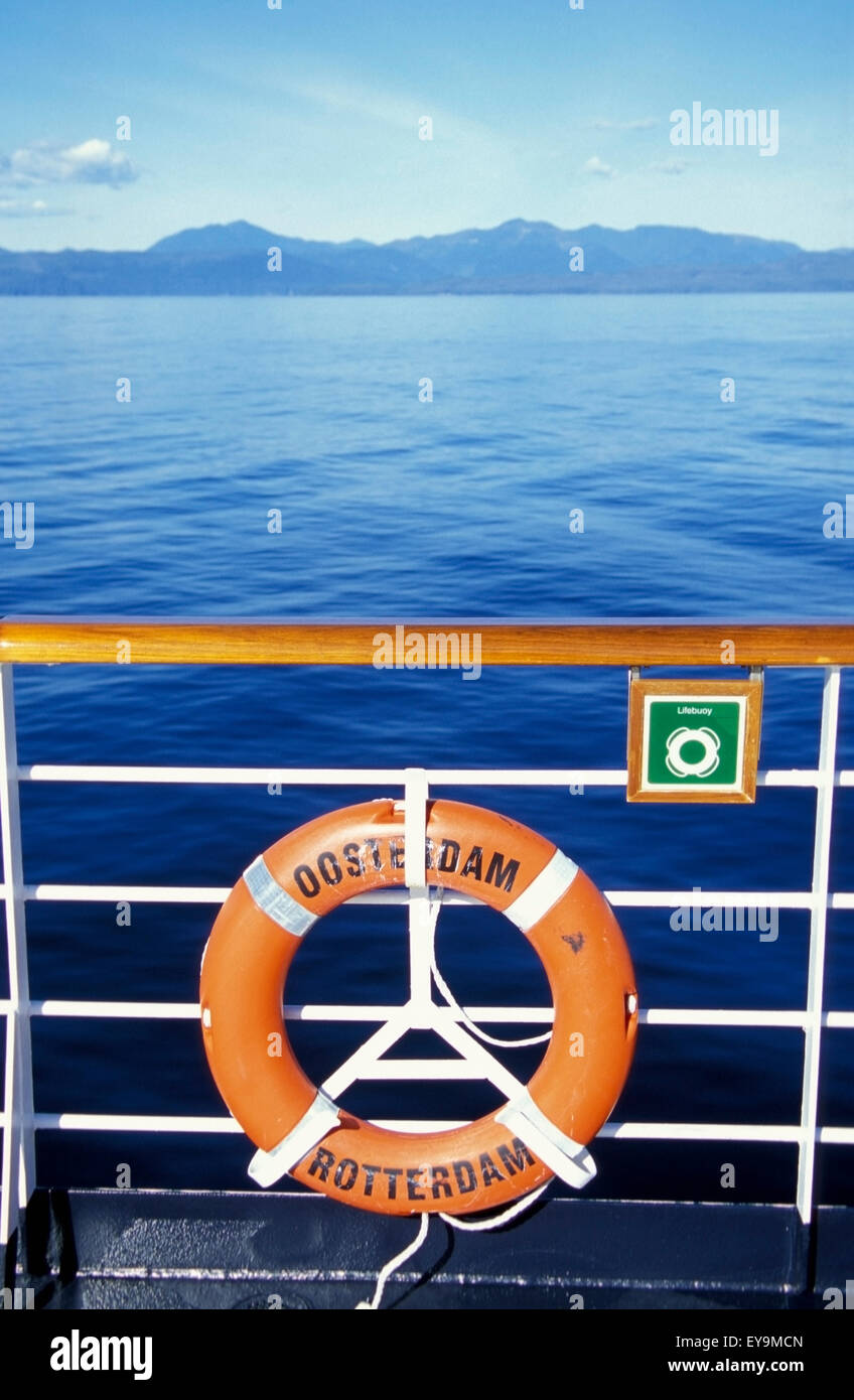 Life Ring On Railing Of Cruise Ship Stock Photo - Alamy