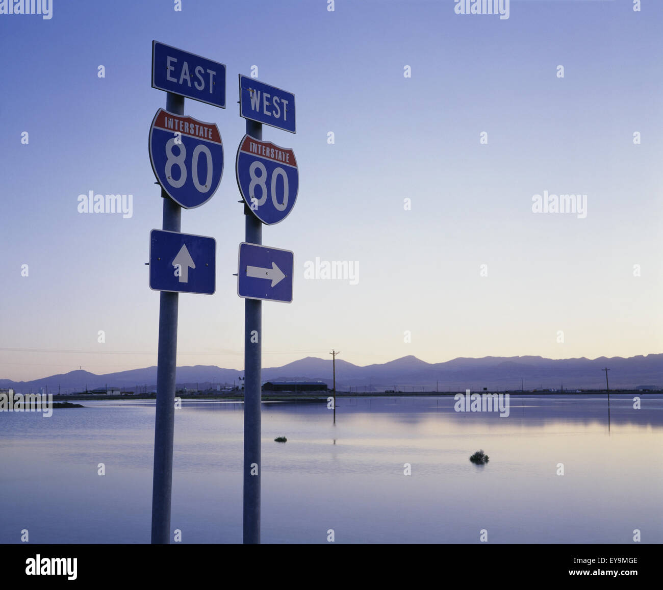 Interstate 80 Sign By Lake Stock Photo - Alamy
