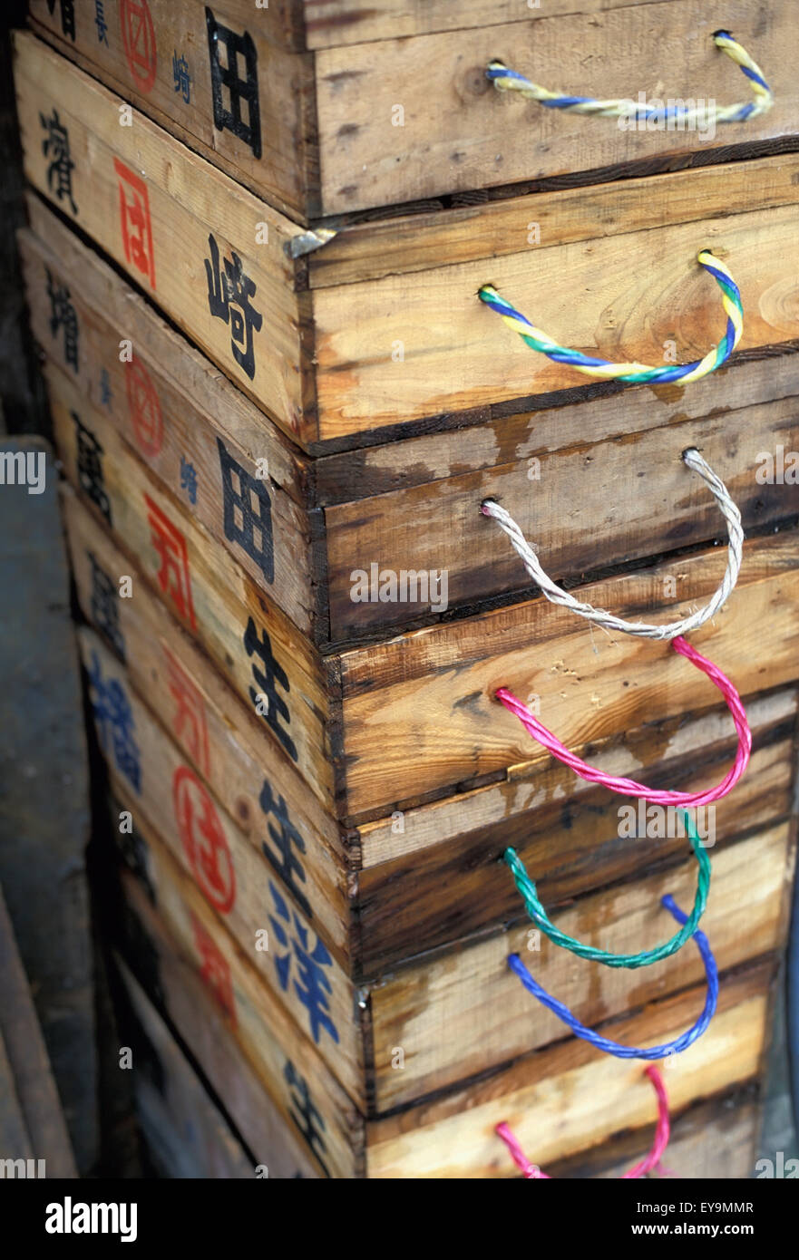 Wooden Boxes Stacked Up Stock Photo - Alamy