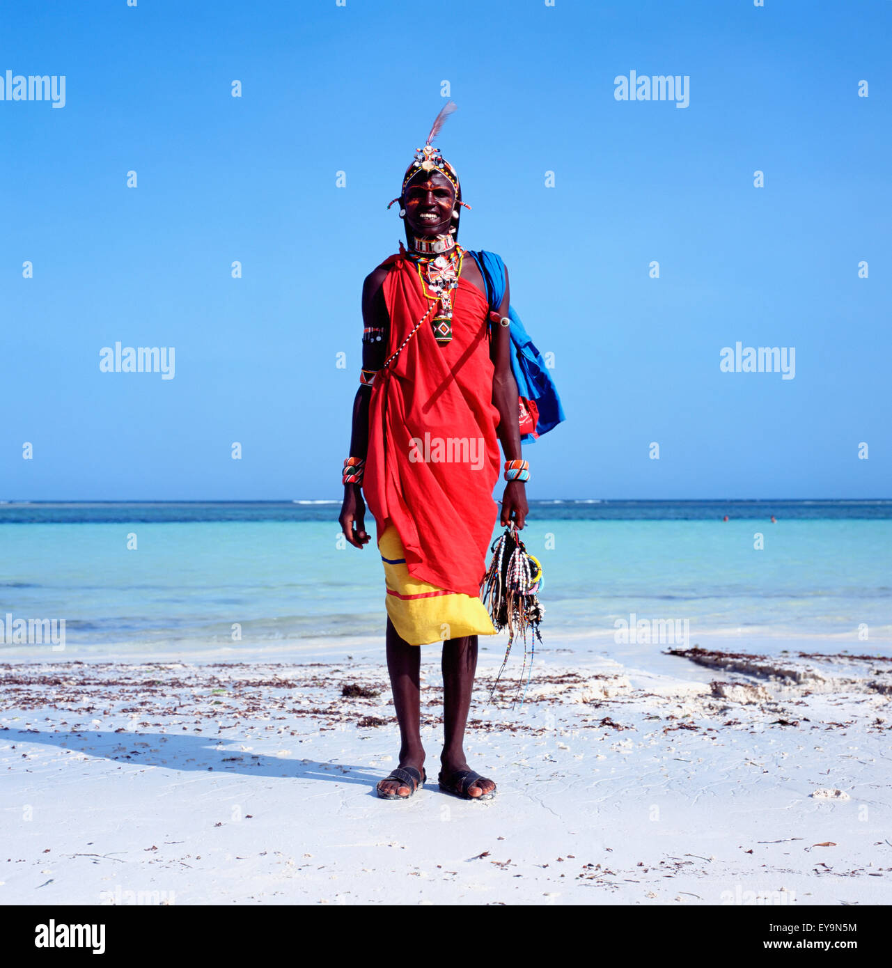 Smiling Samburu Tribesman On Diani Beach Stock Photo - Alamy