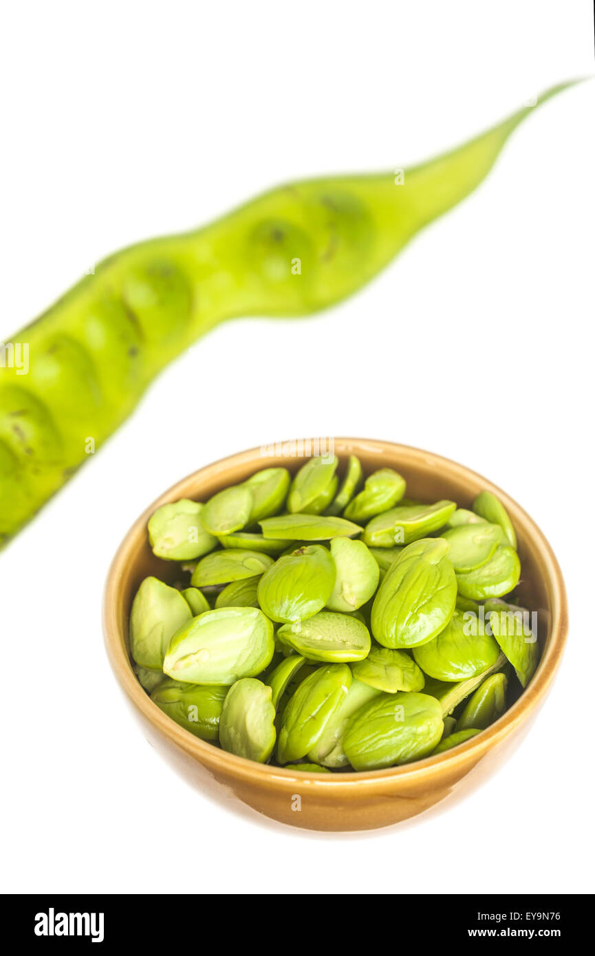Sato seeds in bowl isolated on white background Stock Photo - Alamy