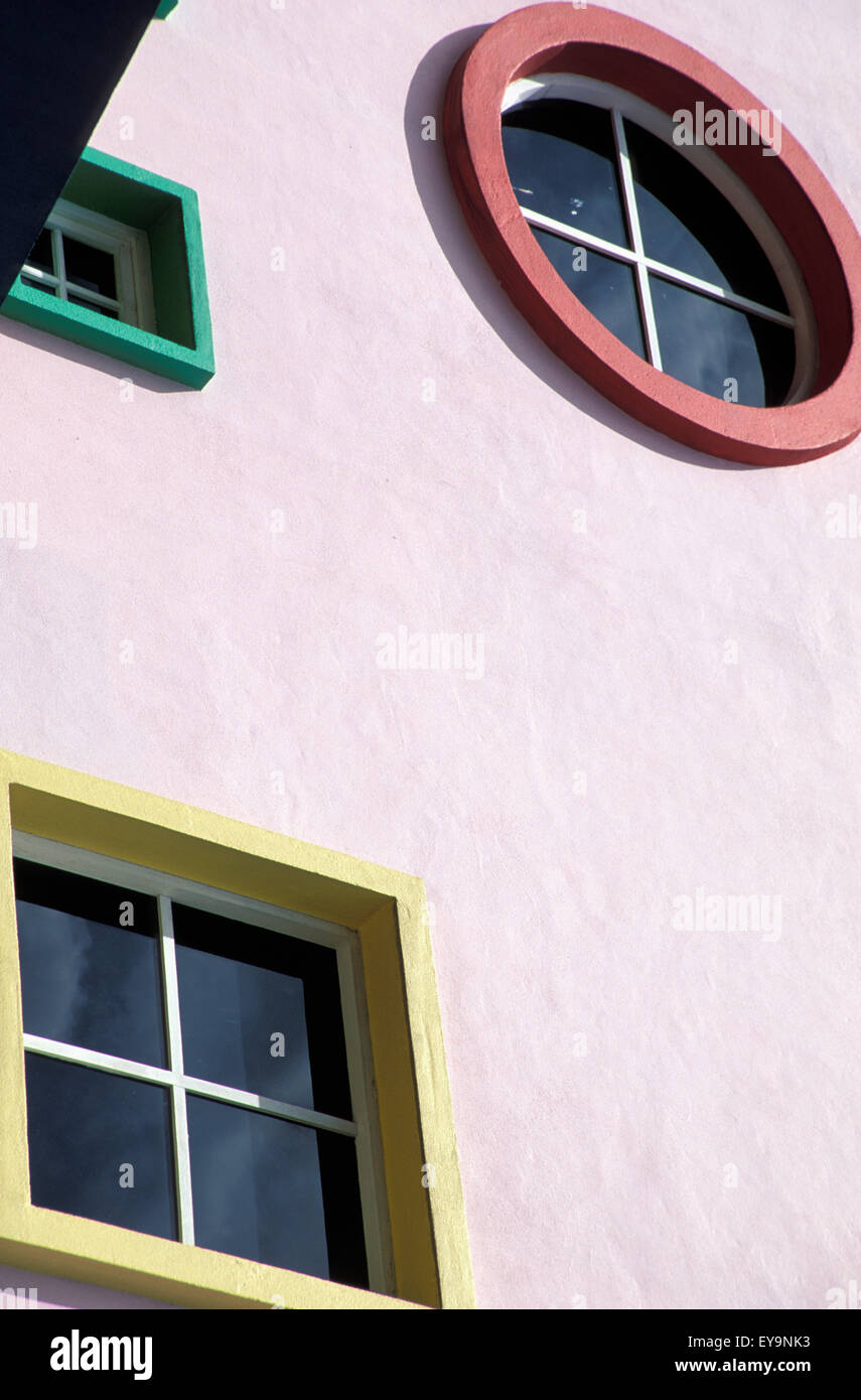 Square And Round Windows On Building, Close Up Stock Photo - Alamy