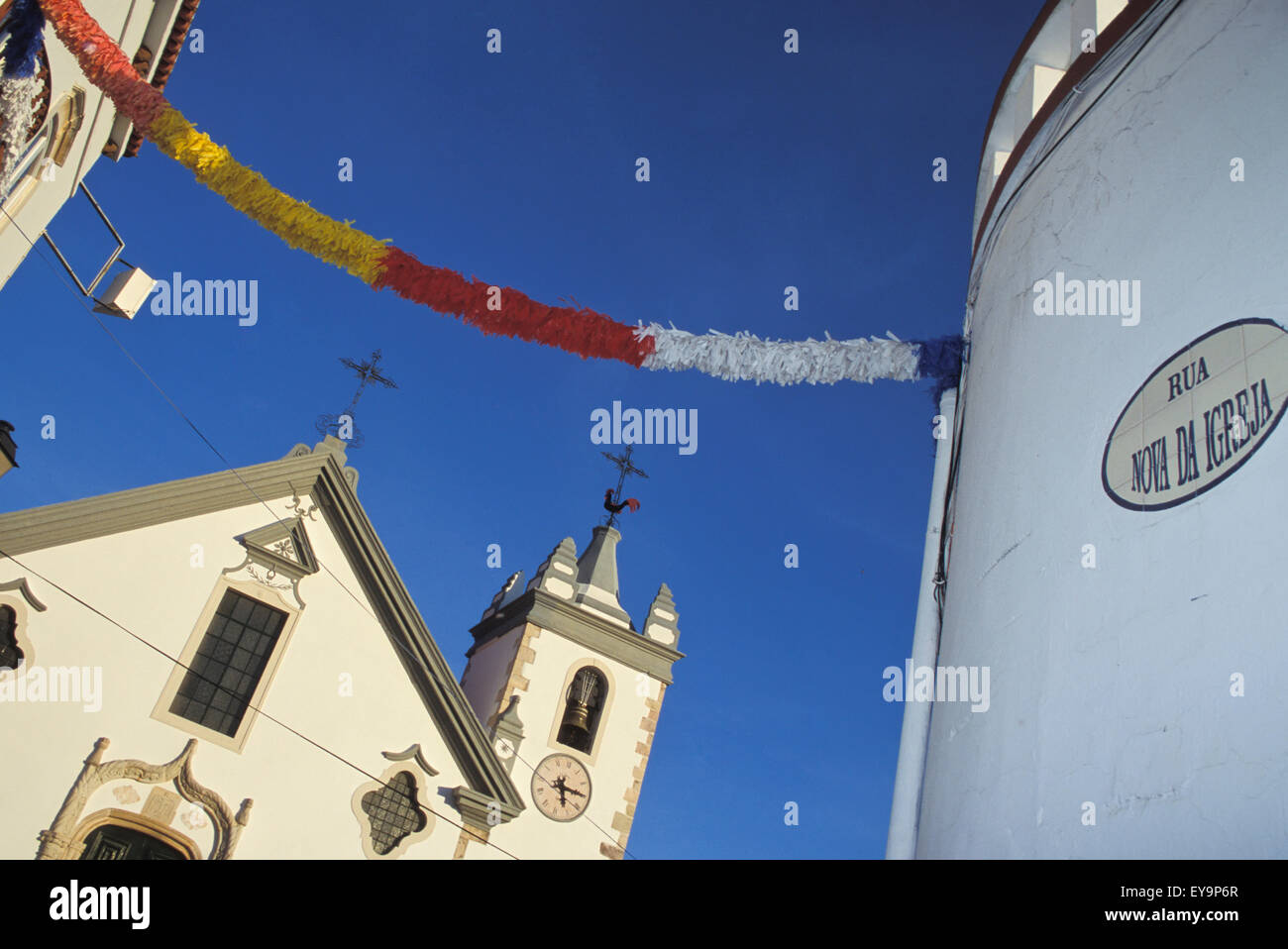 Village Church And Streamer Stock Photo - Alamy