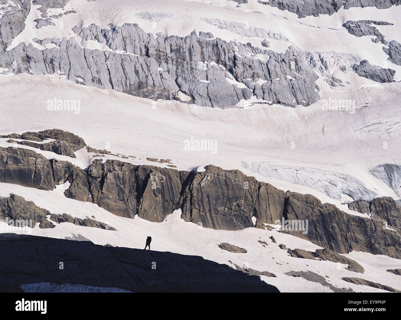 Walker On Ridge Beneath The North East Face Of Mount Perdido In The ...