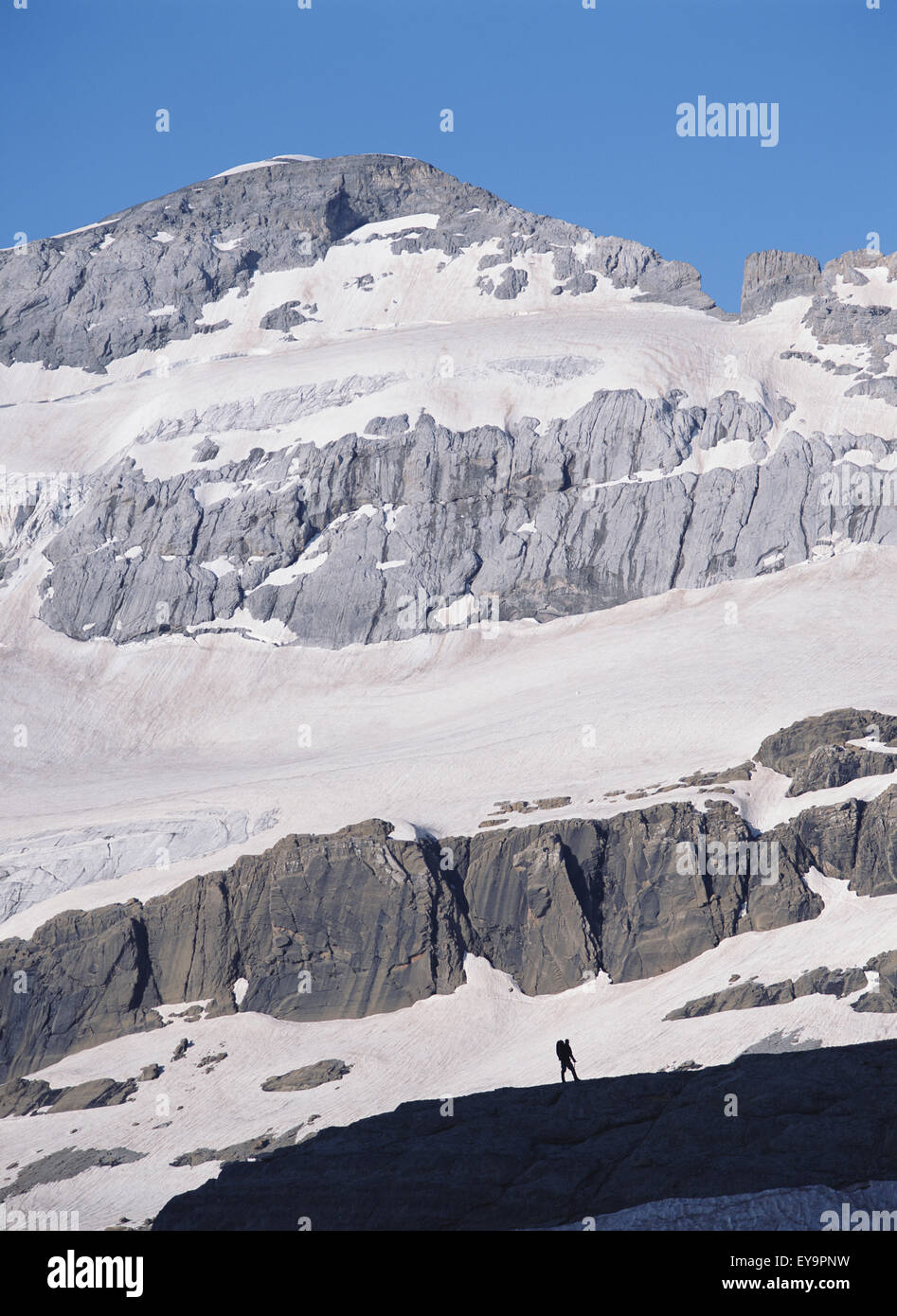 Walker On Ridge Beneath The North East Face Of Mount Perdido In The ...