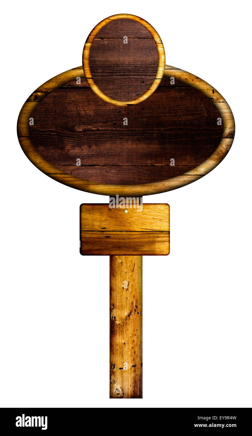 Old wooden sign over a white background Stock Photo - Alamy