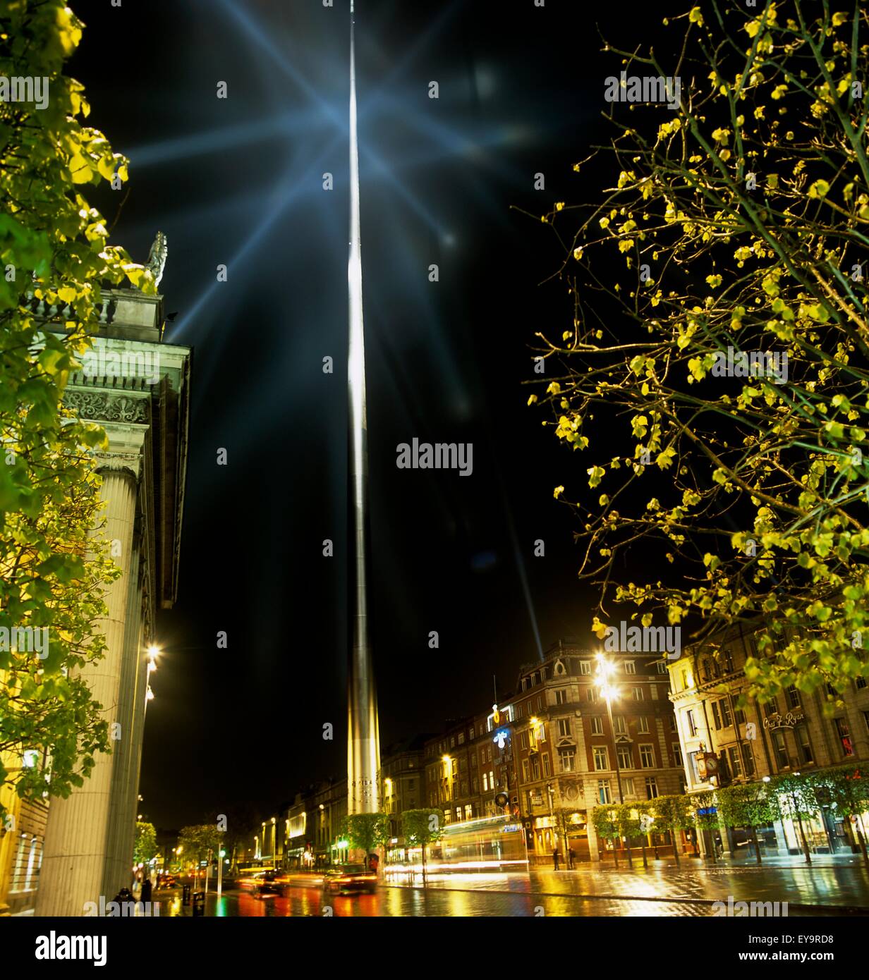 Buildings Lit Up At Night, O'connell Street, Dublin, Republic Of ...