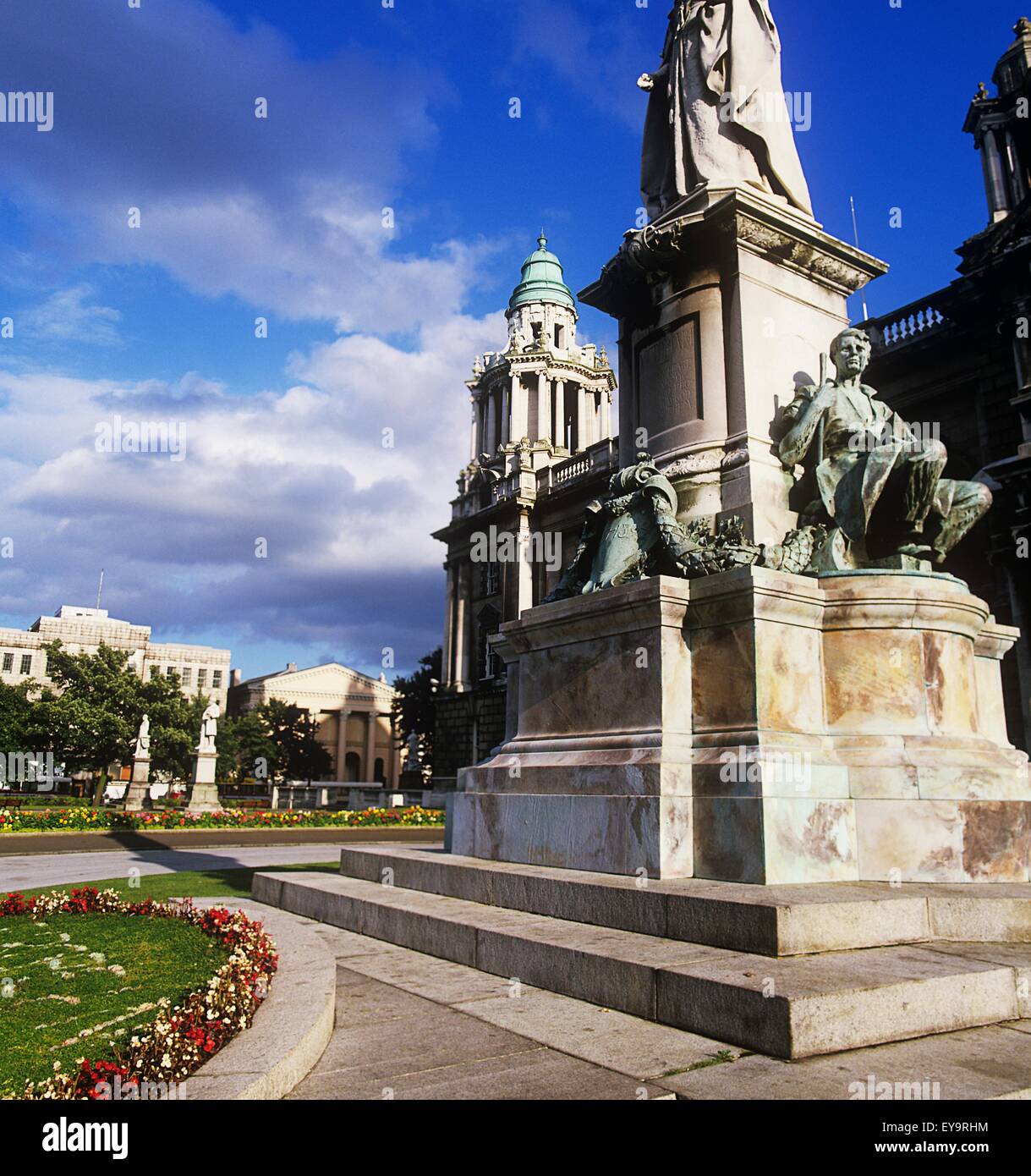 Low Angle View Of A Statue Of Queen Victoria, Belfast City Hall ...