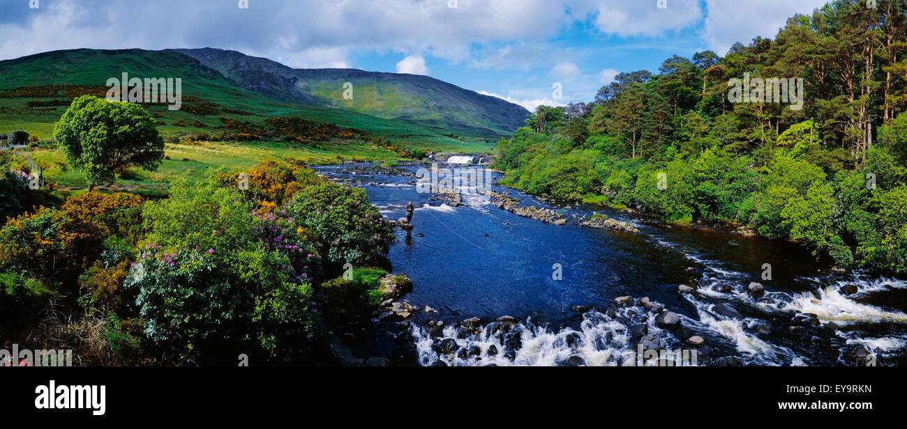 High Angle View Of A Waterfall, Aasleagh Falls, County Mayo, Republic ...