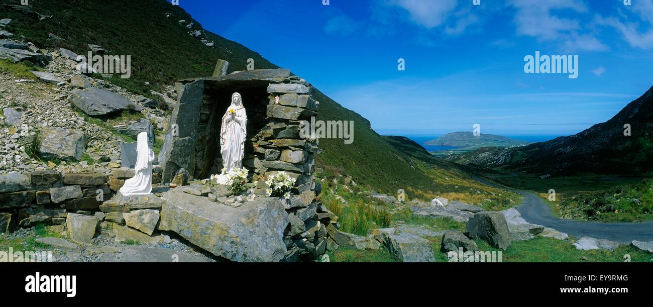 Statue Of Vergin Mary On A Mountain, County Donegal, Republic Of ...