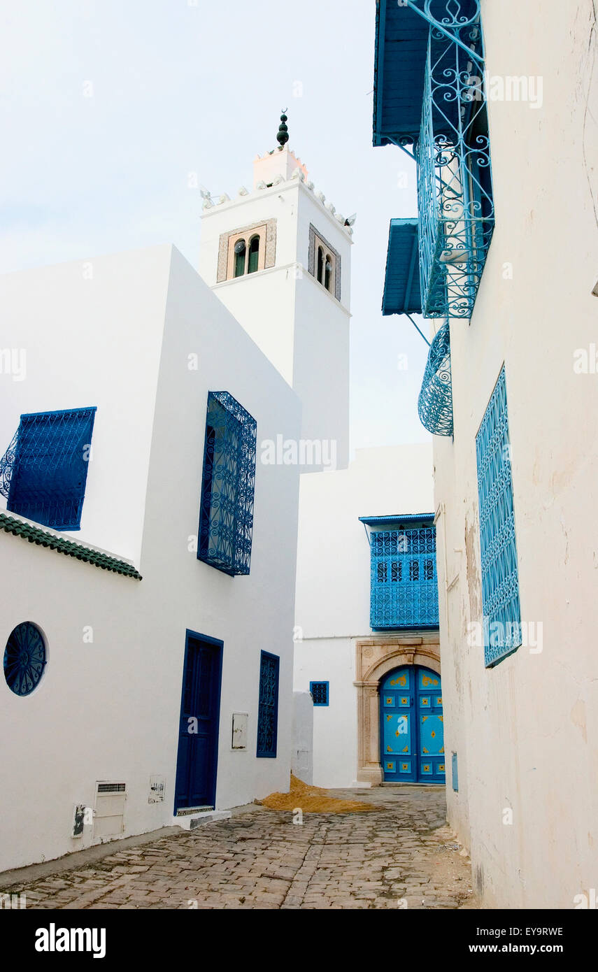 White And Blue Buildings Stock Photo - Alamy