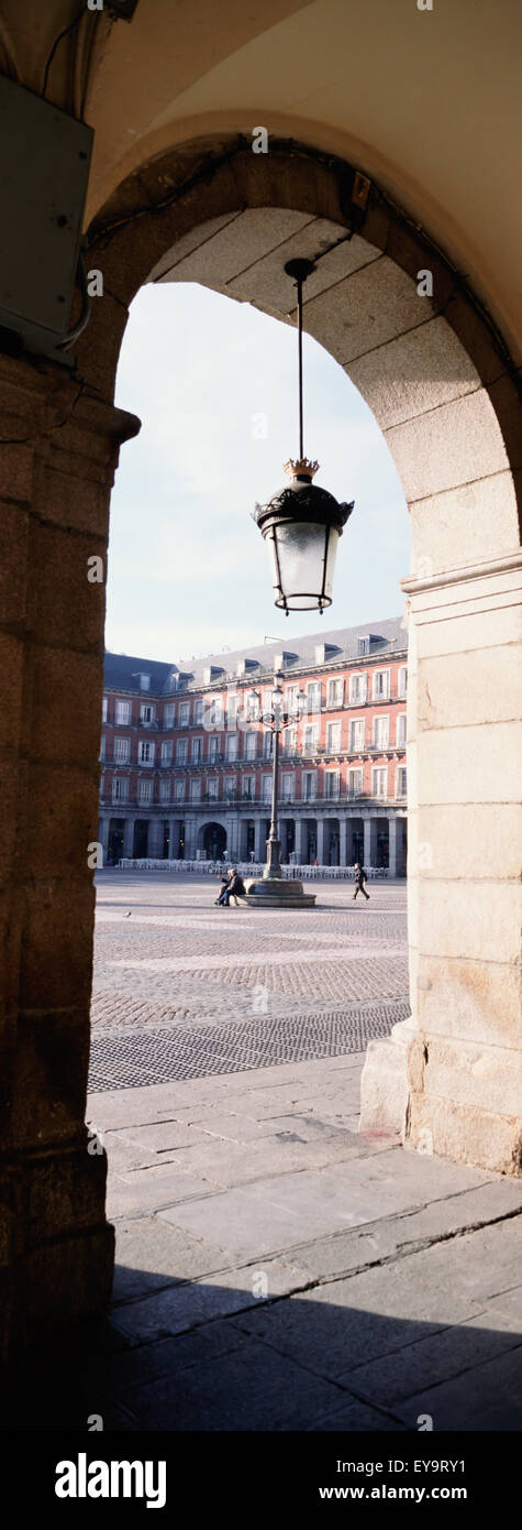 View Of Buildings Through Archway In Plaza Major Stock Photo - Alamy