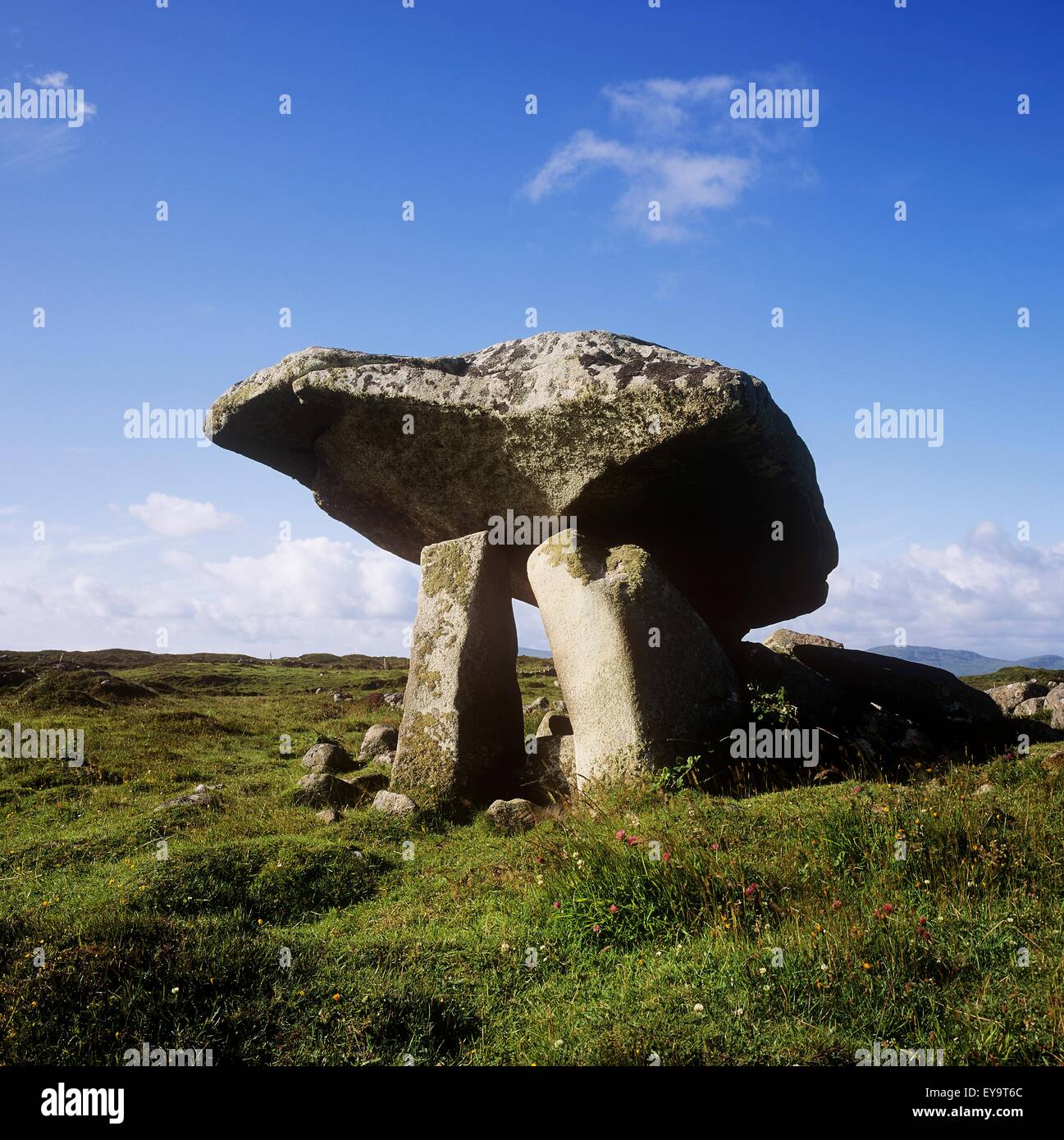 Low Angle View Of A Rock Structure, Kilclooney Dolmen, County Donegal ...