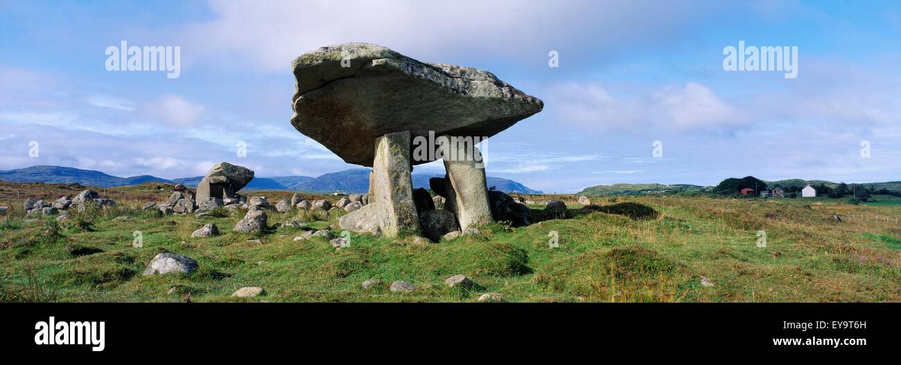 Low Angle View Of A Rock Structure, Kilclooney Dolmen, County Donegal ...