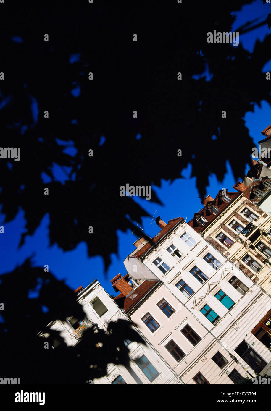 Slovenia, Tilted Angle View of Riverside Buildings; Ljubljana Stock ...
