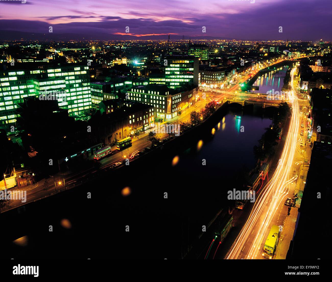 River Liffey, Dublin, Co Dublin, Ireland; Dublin At Night Stock Photo ...