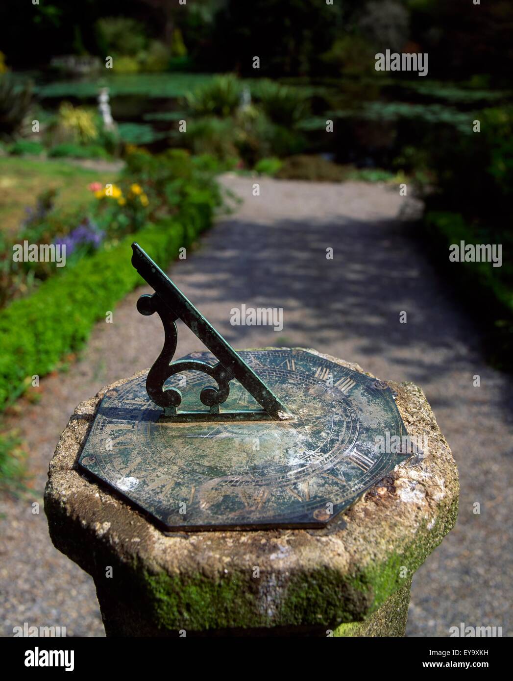 Altamont Garden, Co Carlow, Ireland; Sundial In The Broad Walk Of A ...