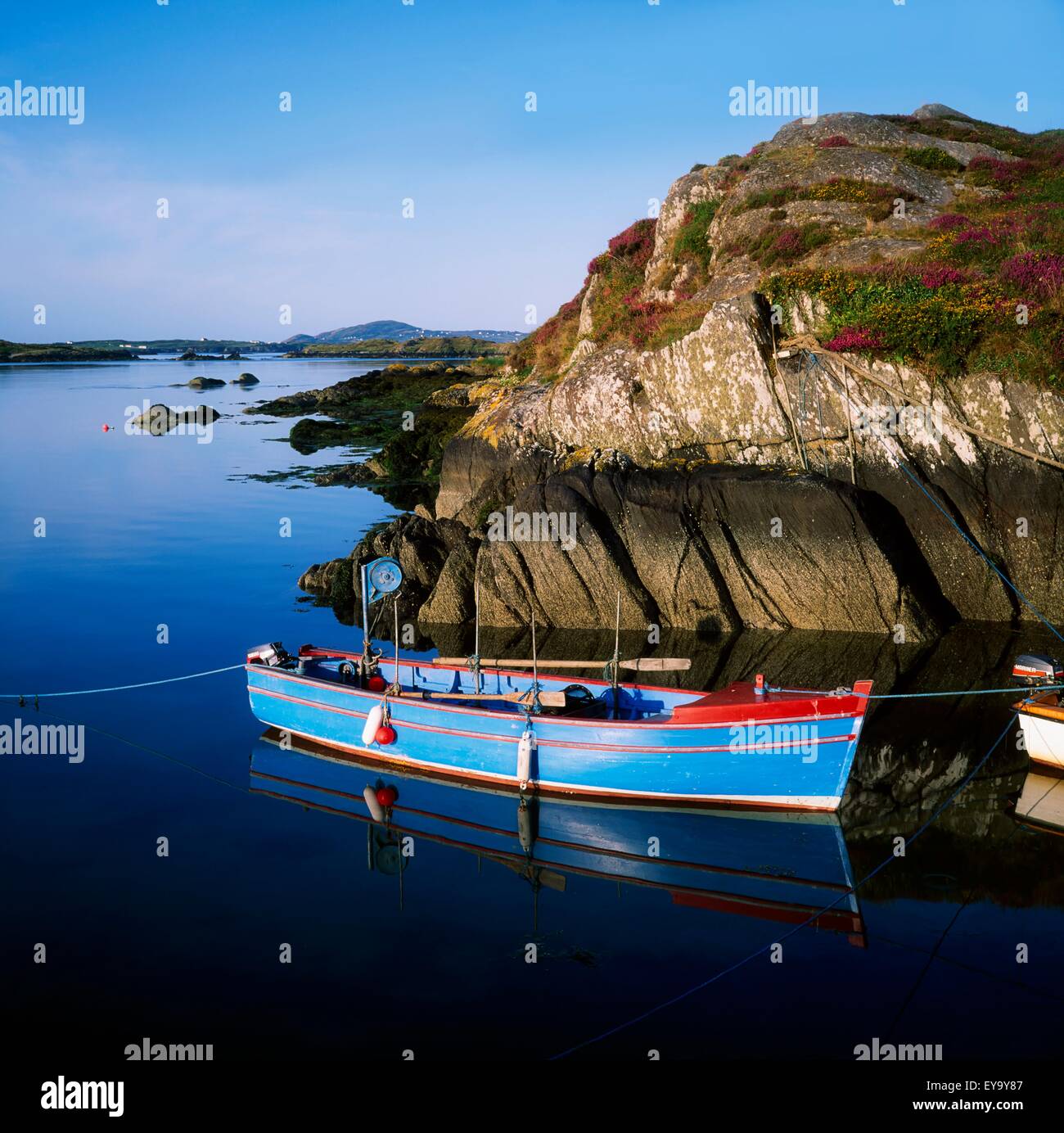 Roaringwater Bay, Co Cork, Ireland; Boat Near The Shore With Clear ...