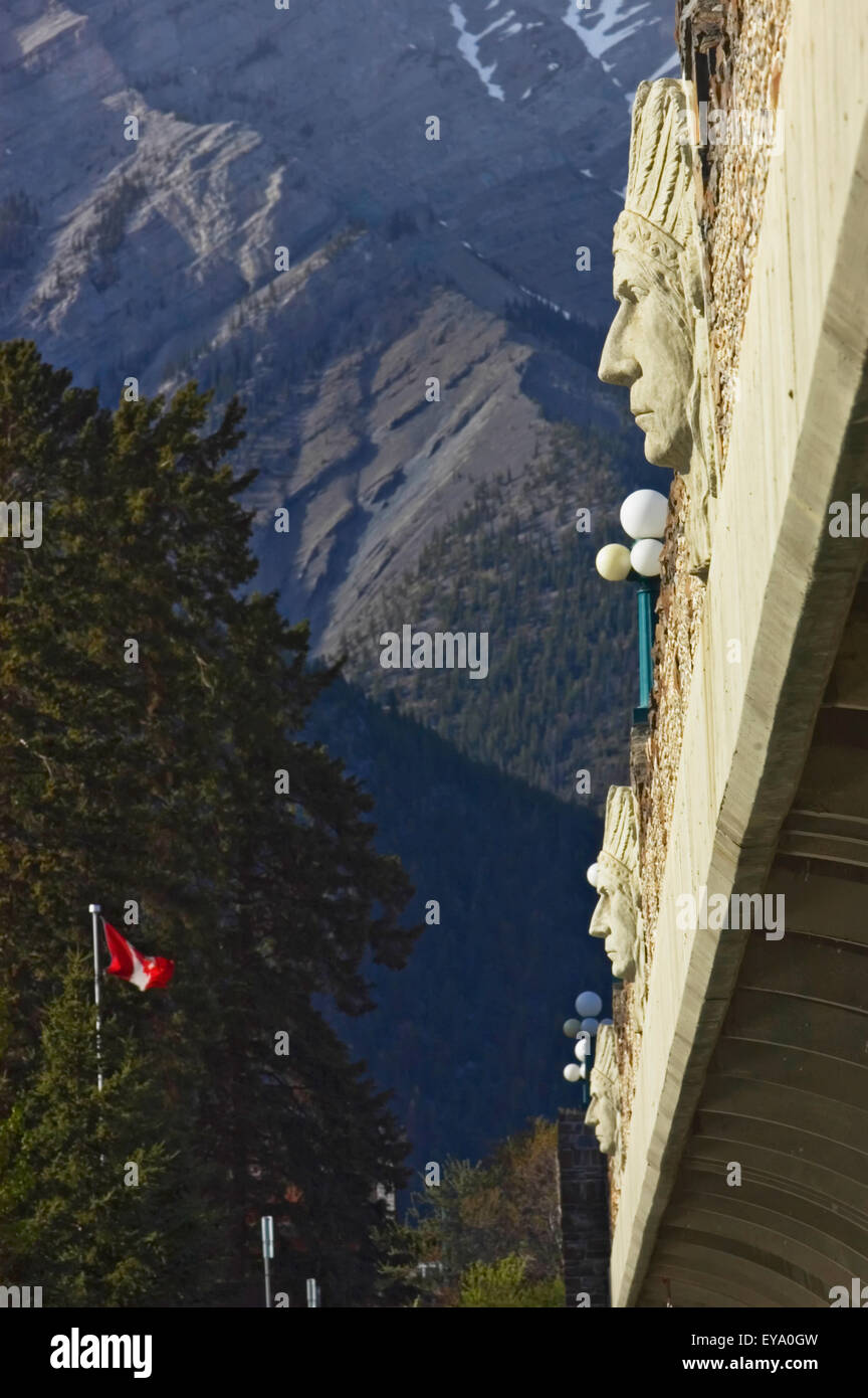 Banff Bridge With Carvings, Banff National Park,Alberta,Canada Stock ...
