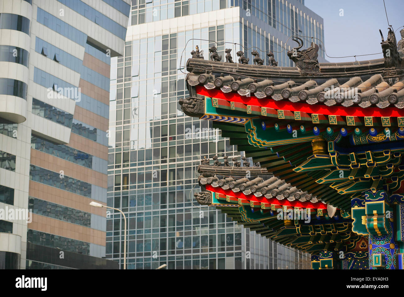 Traditional Buildings And Modern Skyscrapers In Beijing, China Stock ...