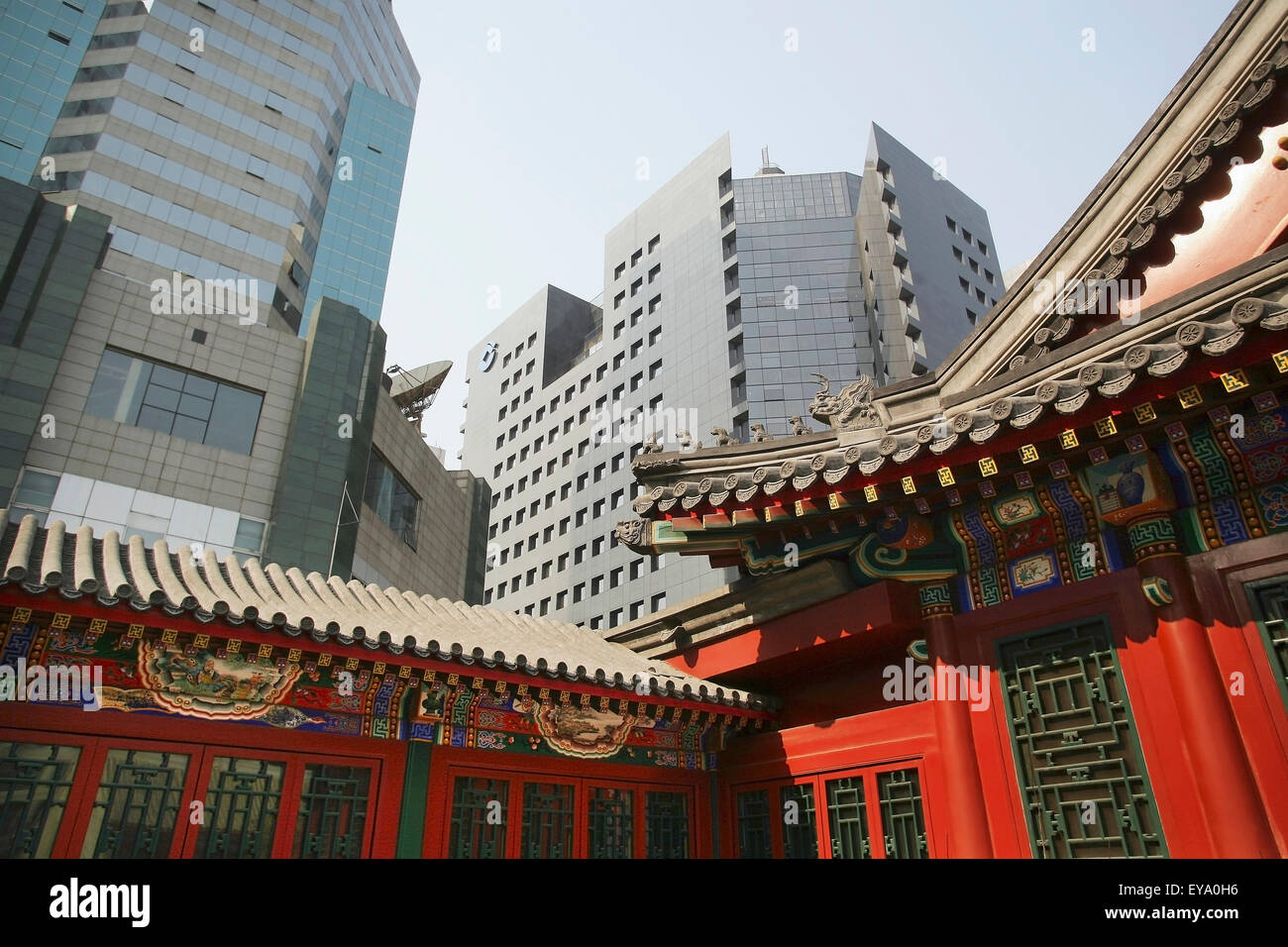 Traditional Buildings And Modern Skyscrapers In Beijing, China Stock ...