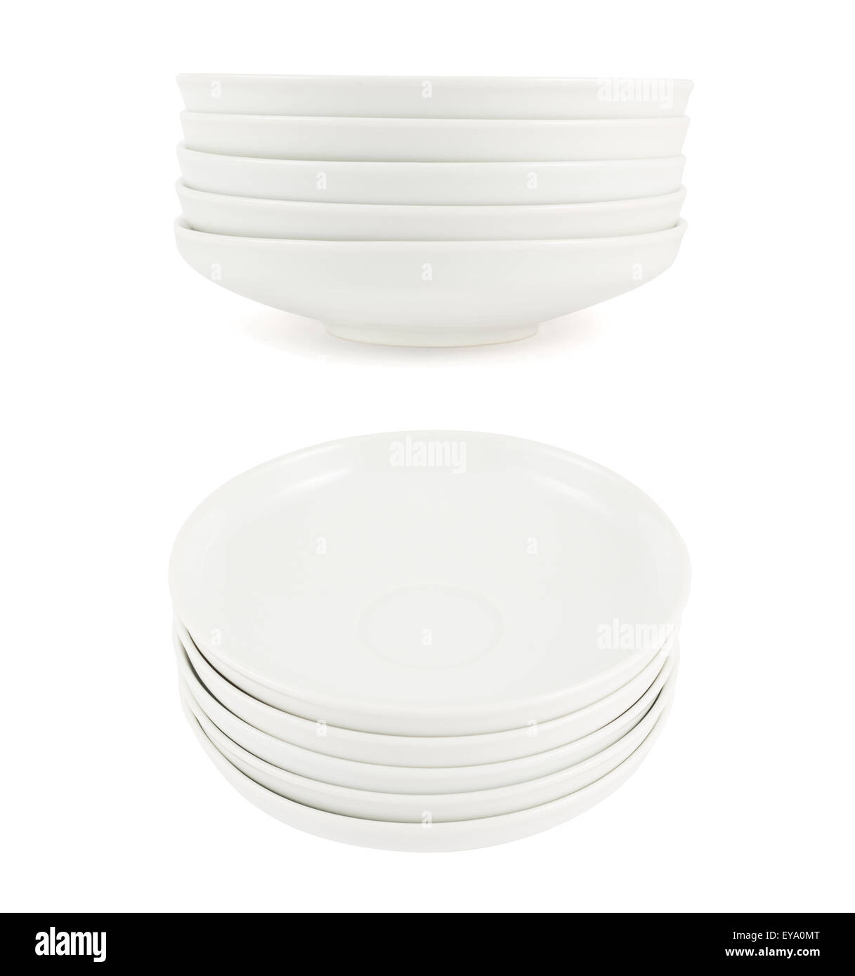Stack pile of white ceramic plate dishes Stock Photo - Alamy