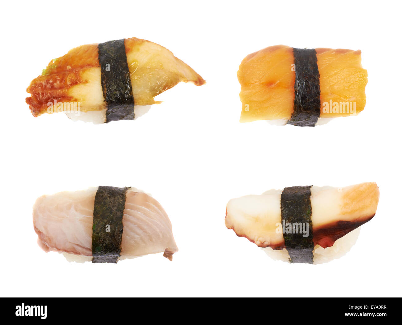Sushi top view isolated Stock Photo - Alamy