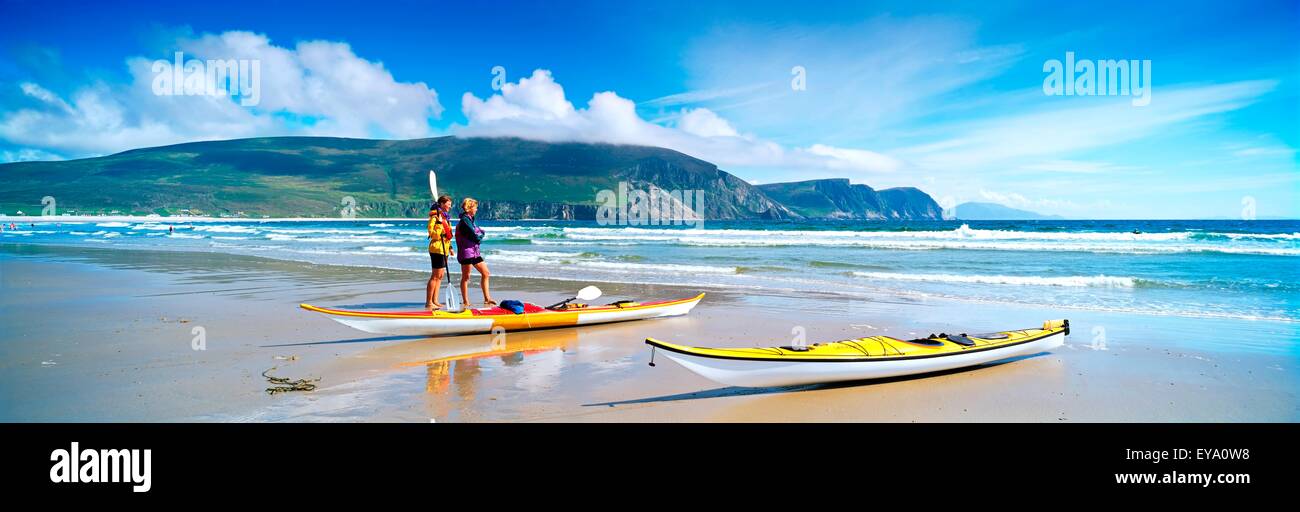 Canoeing At Keel Bay, Achill Island Co Mayo, Ireland Stock Photo - Alamy