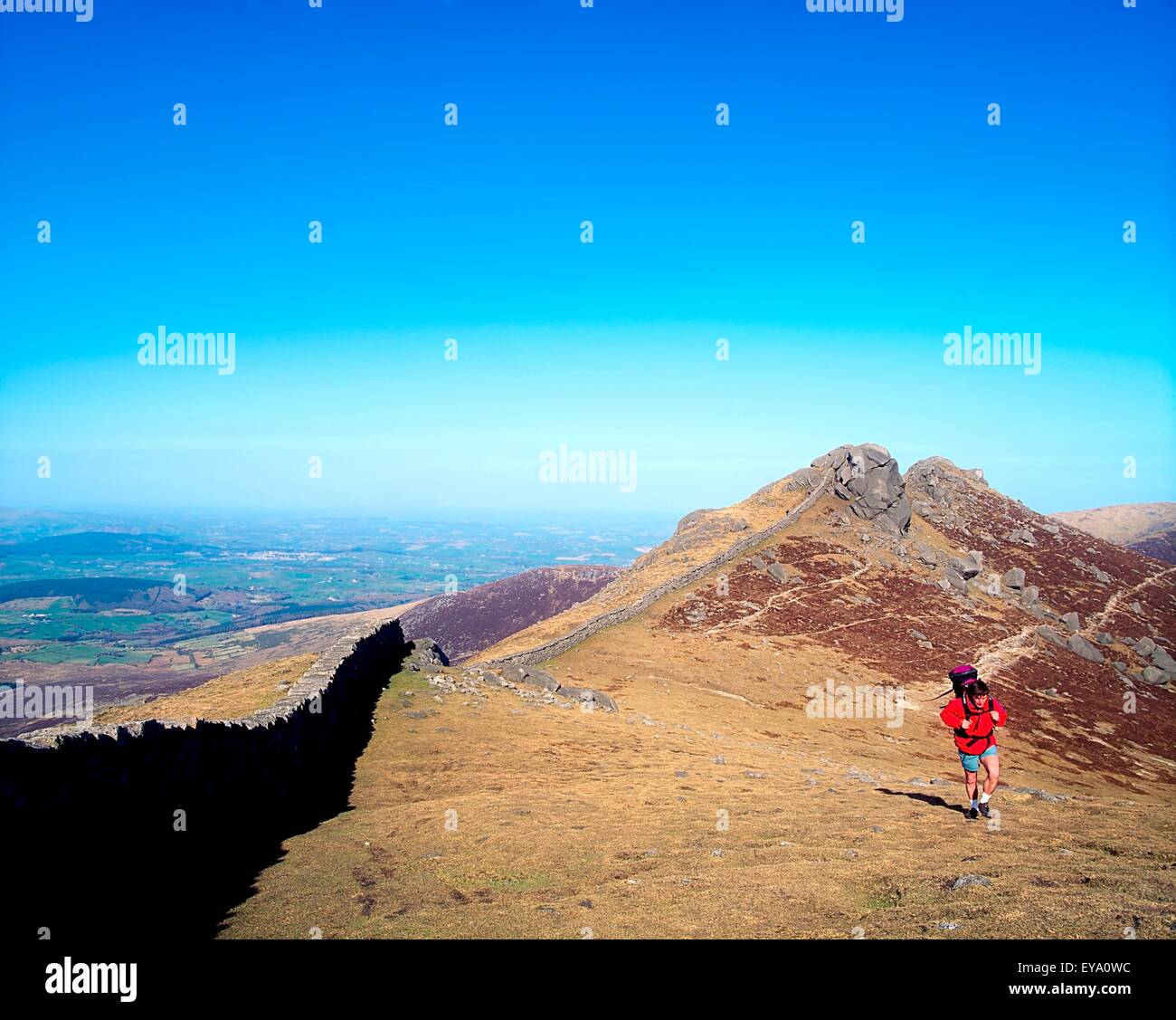 Hiking On Slieve Bearnagh, The Mourne Mountains, Co Down, Ireland Stock ...