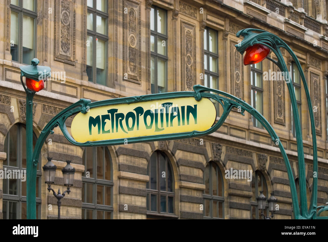 Old metro sign outside louvre museum hi-res stock photography and ...
