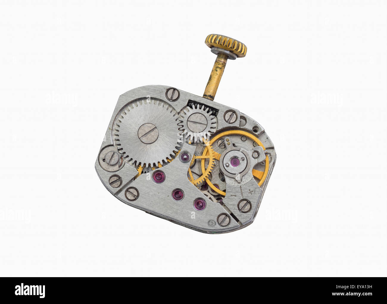 An old clockwork with crank isolated on a white background Stock Photo ...