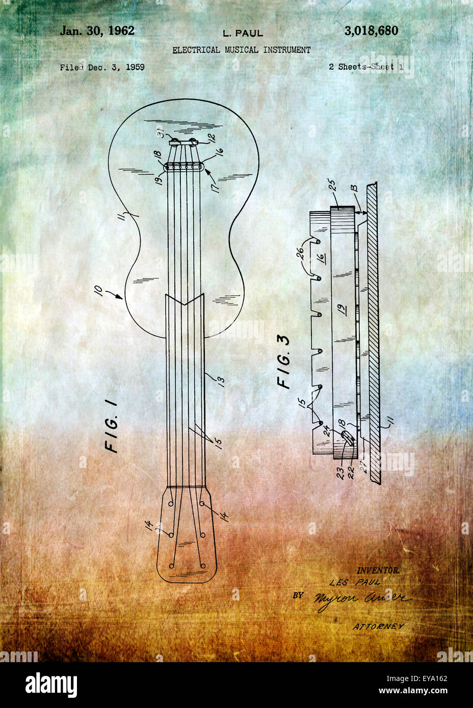 patent Les Paul electric guitar from 1959 Patent Art - Fine Art ...