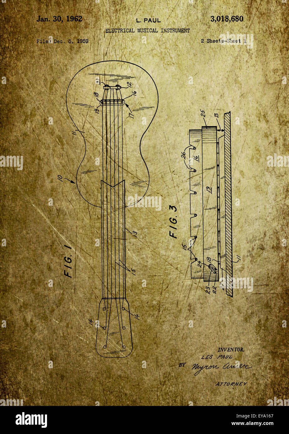 patent Les Paul electric guitar from 1959 Patent Art - Fine Art ...