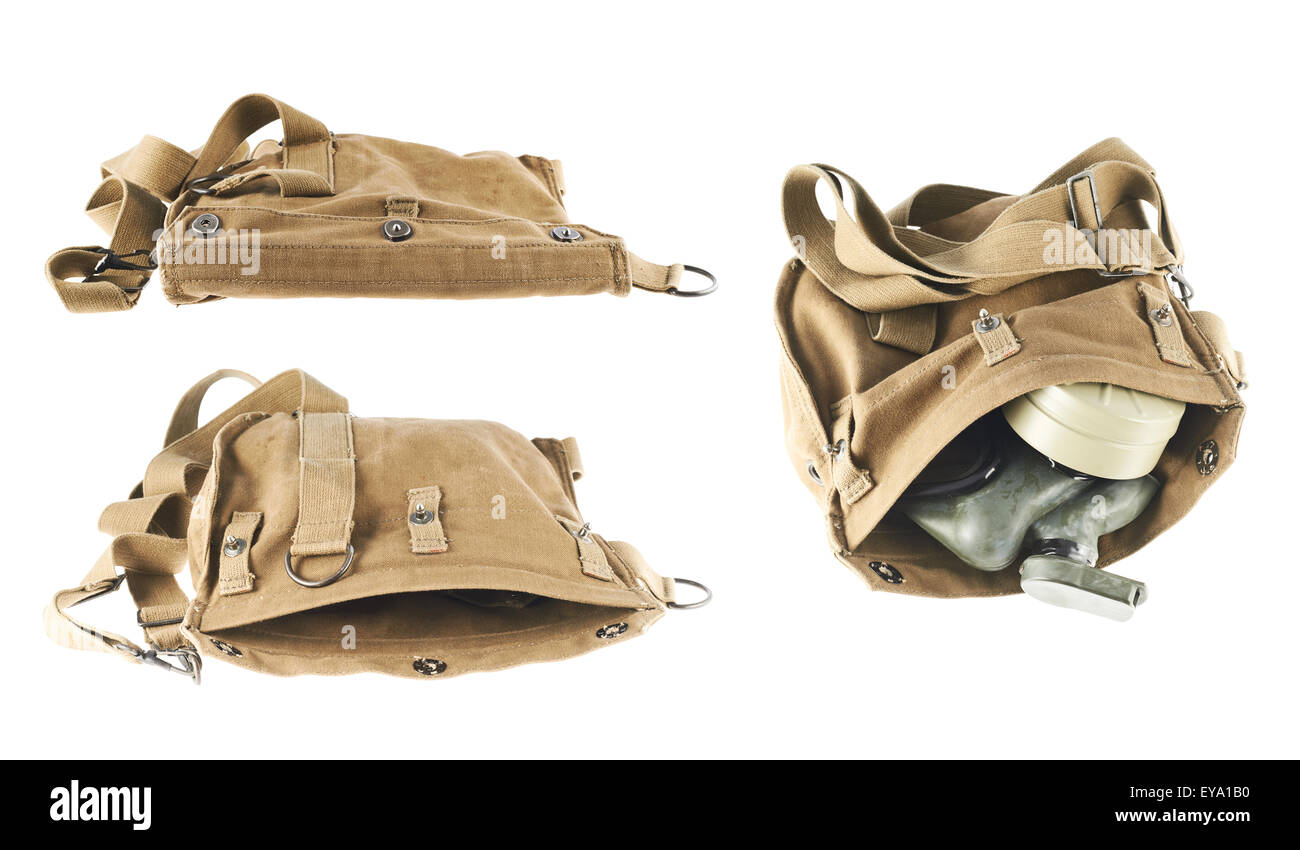Brown army shoulder bag isolated Stock Photo - Alamy