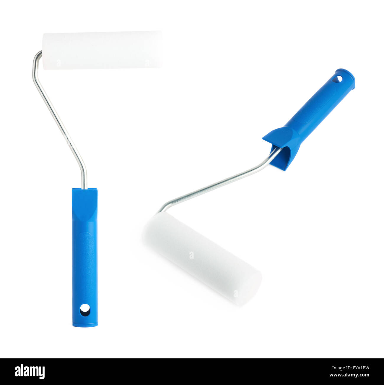 New blue paint roller isolated Stock Photo - Alamy