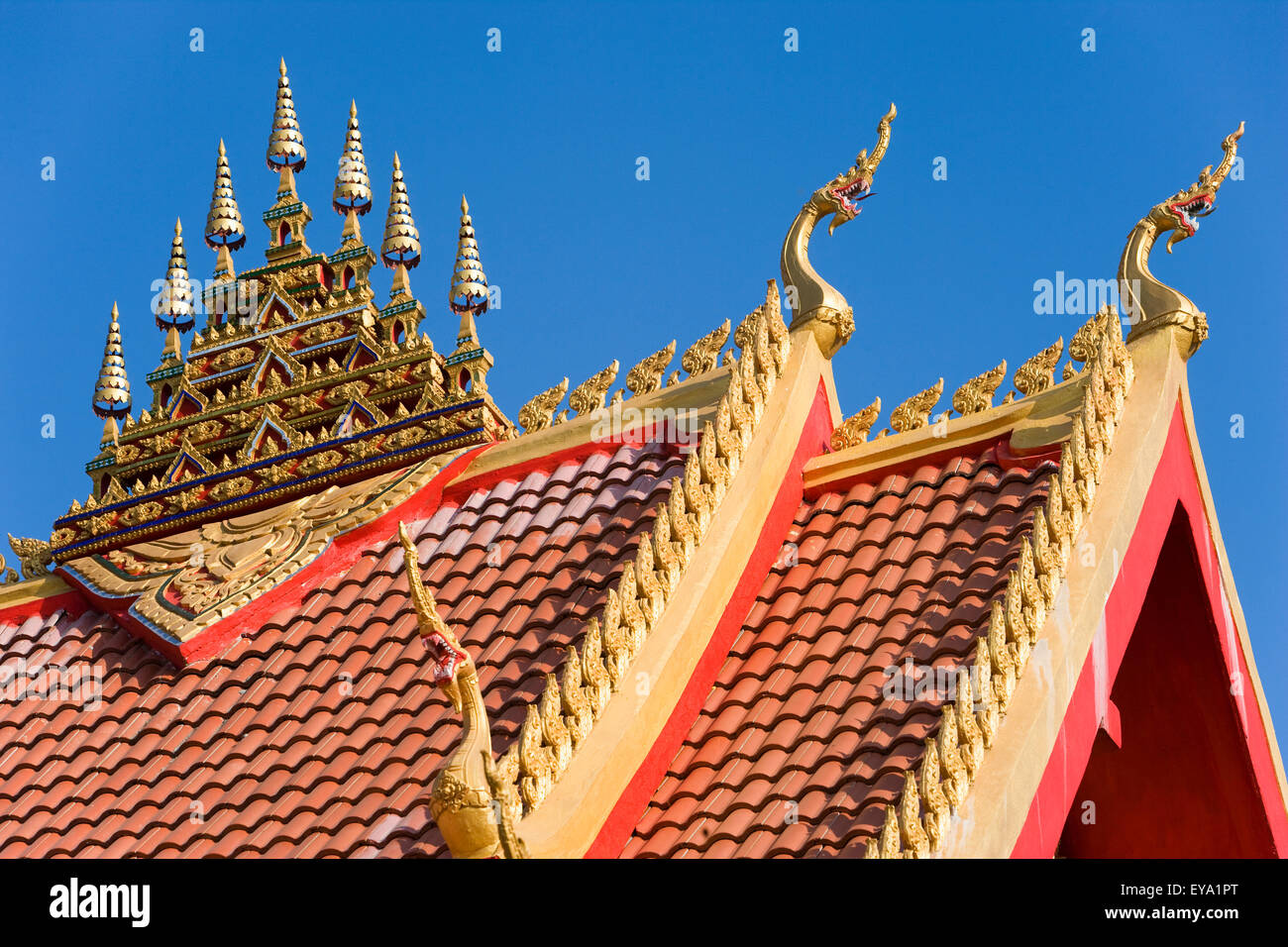 Temple Rooftop In Vientiane, Laos Stock Photo - Alamy
