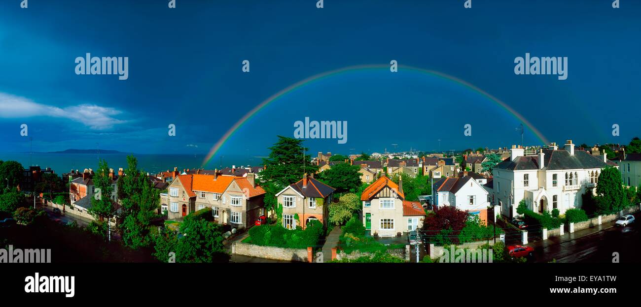 Rainbow Over Housing, Monkstown, Co Dublin, Ireland Stock Photo - Alamy