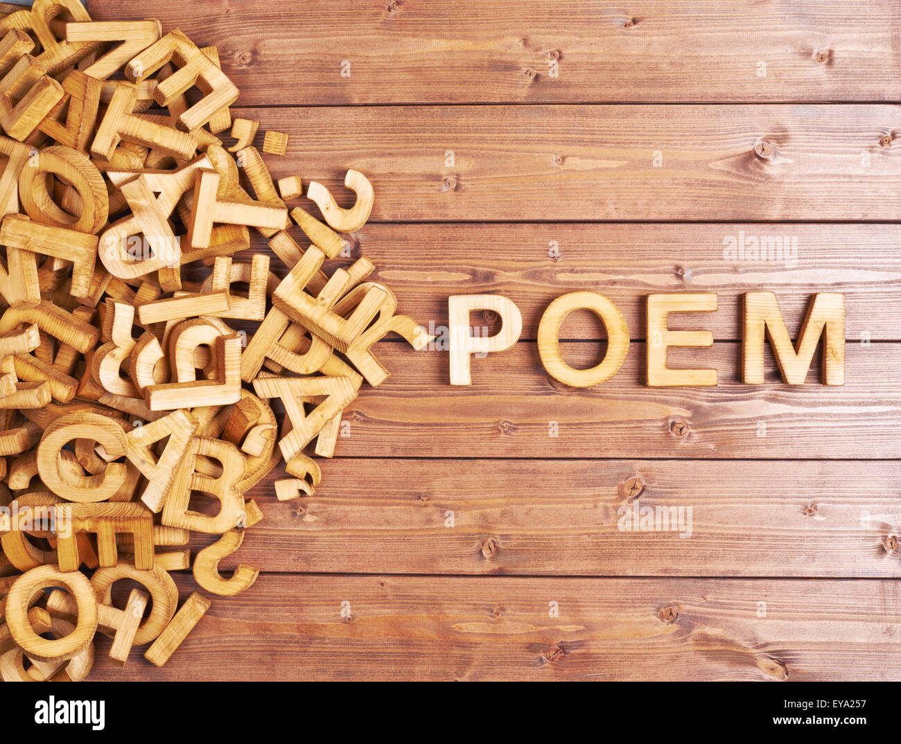Word poem made with wooden letters Stock Photo - Alamy