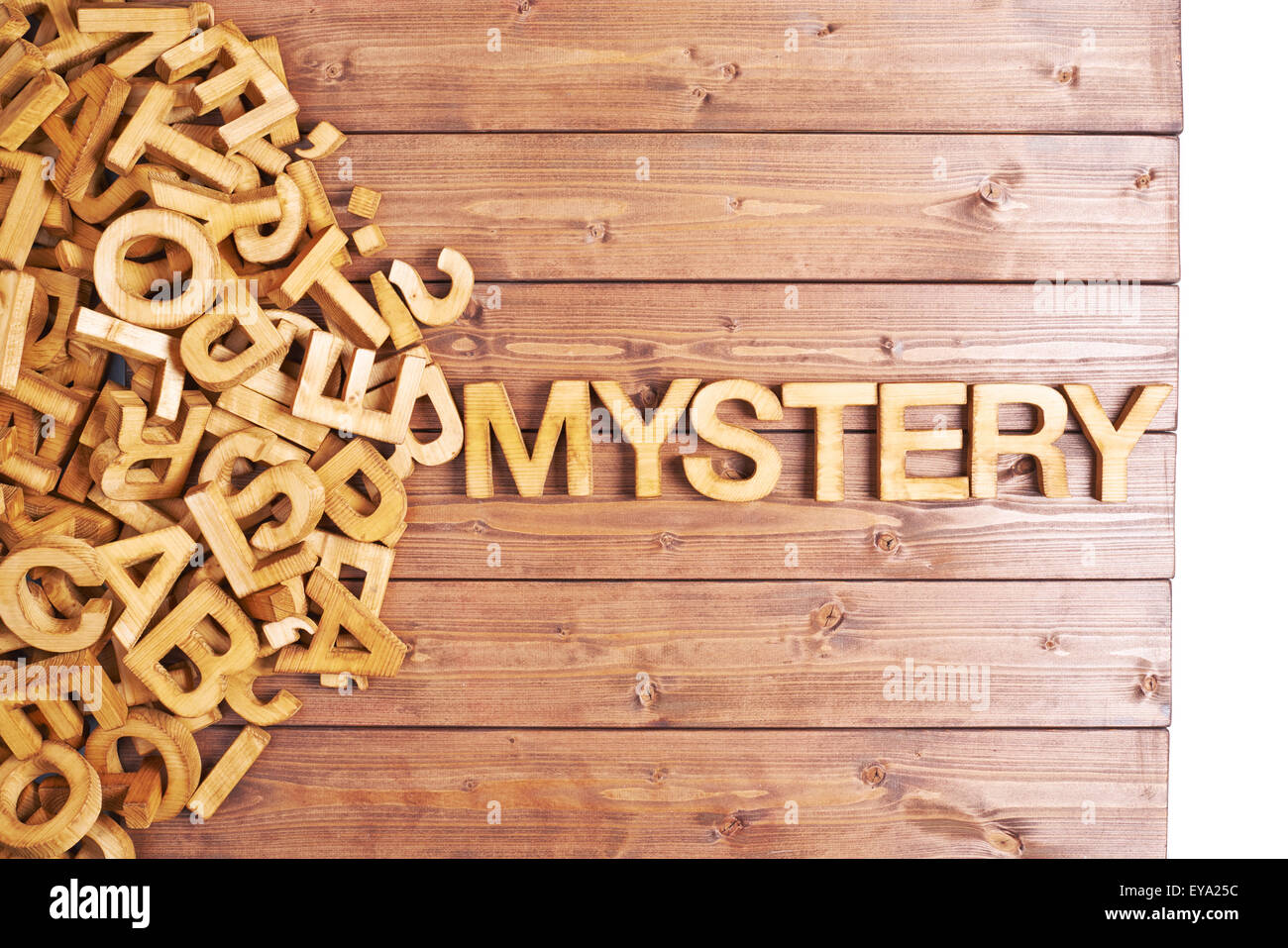 Word mystery made with wooden letters Stock Photo - Alamy