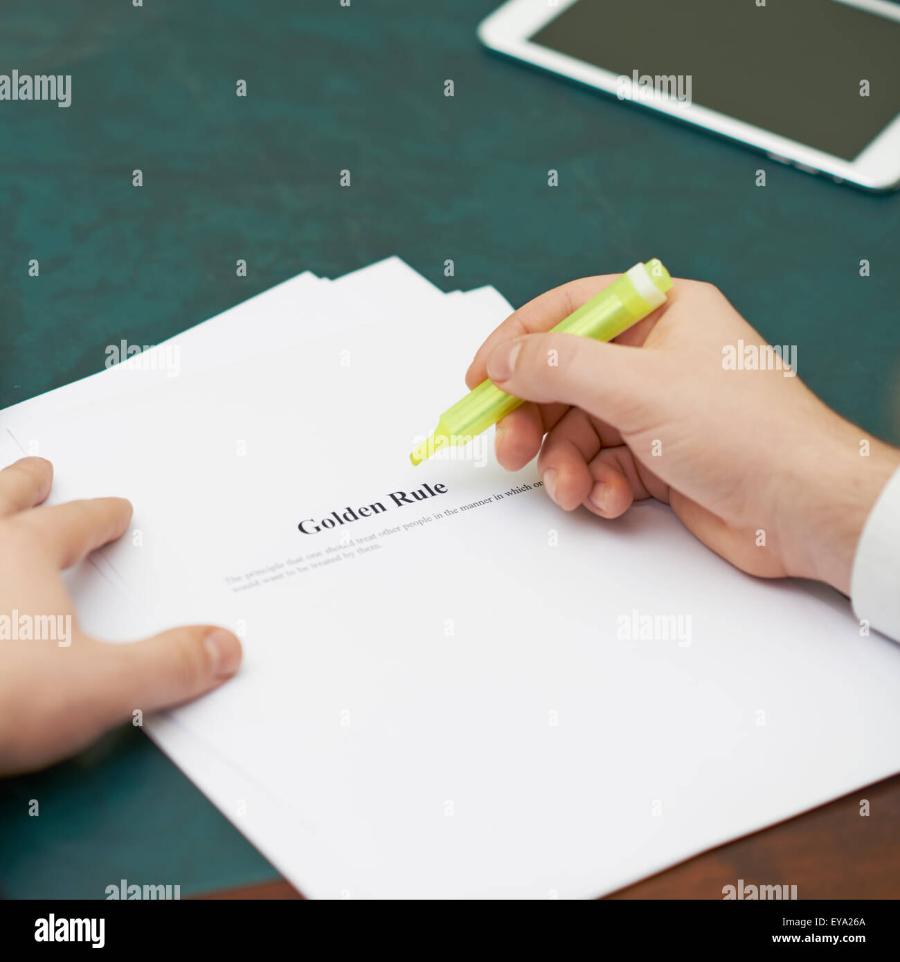 Marking words in a golden rule definition Stock Photo - Alamy