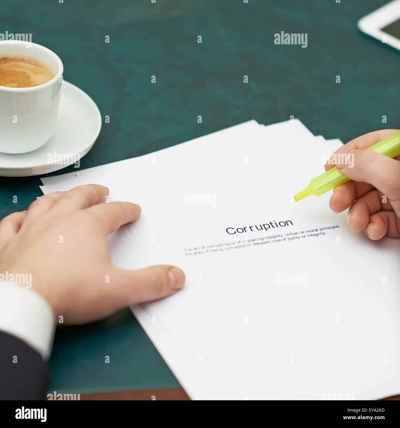 Marking words in a corruption definition Stock Photo - Alamy