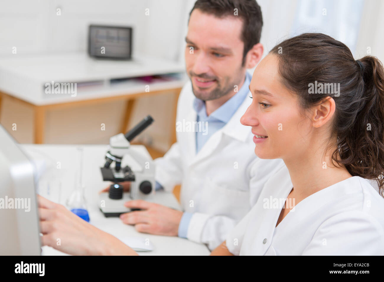 View of Scientists working together in a laboratory Stock Photo - Alamy